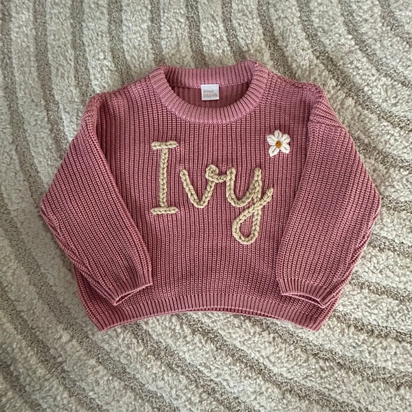 Personalized Oversized Name Kids Sweater /hand Embroidered Sweater - Etsy