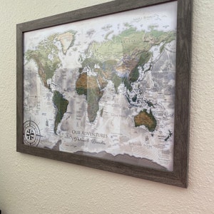 Nautilus World Map Push Pin, World Map Wall Art With USA National Parks ...