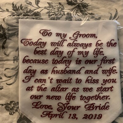 Wedding Handkerchief for Groom From Bride Personalize Custom - Etsy
