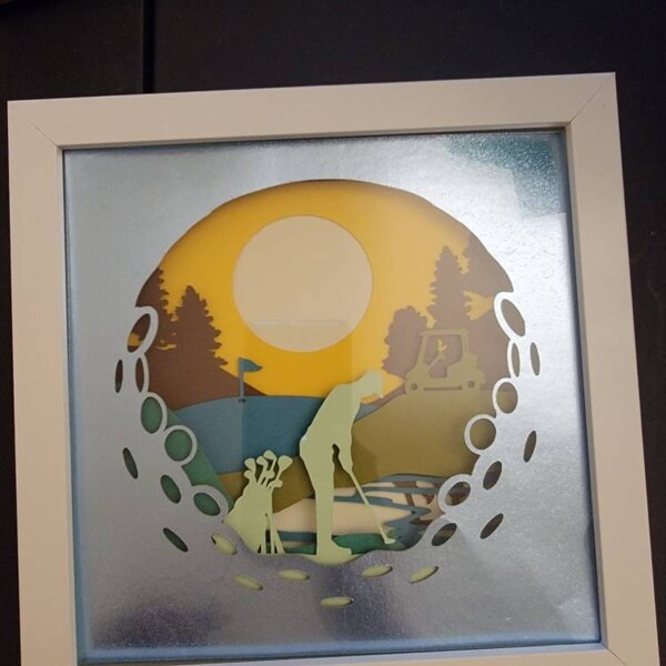 Golf Shadow Box Svg PDF PNG Paper Cutting Instant Download Template Cut ...