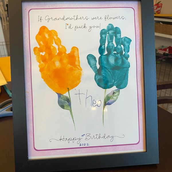 Grandma Birthday Gift From Granddaughter, Personalized Handprint Card ...