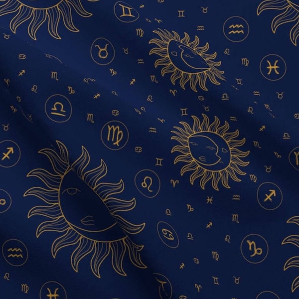 Celestial Fabric - Celestial Zodiac Symbols by Elliottdesignfactory ...