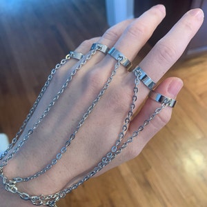 Handmade Five Finger Chain Rings Adjustable Chain Linked - Etsy