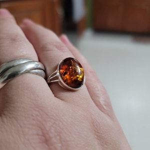 Honey Natural Baltic Amber Ring, Natural Amber Jewelry, Sterling Silver ...