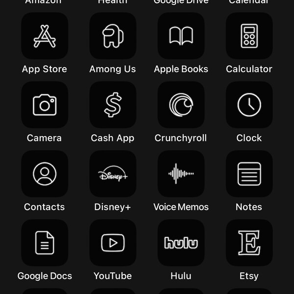 320 Black App Icons PREMIUM Icon Pack for Aesthetic Dark Ios Home ...