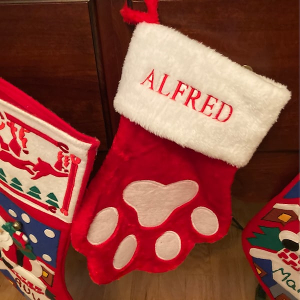 Personalized Dog Paw Christmas Stocking - Etsy
