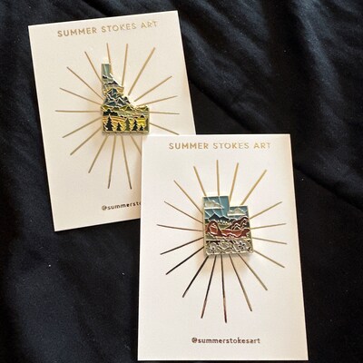 Idaho Enamel Pin Gold Soft Enamel Pin Illustrated United State Pin ...