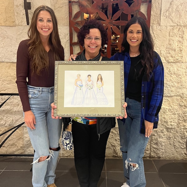 Custom Generational Wedding Portrait Illustration Generation Wedding ...