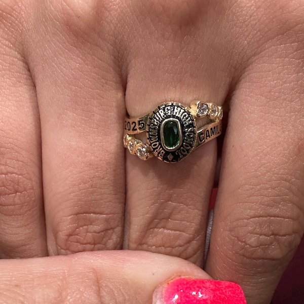 Customized Sterling Silver Women’s High School Class Ring – Gem ...