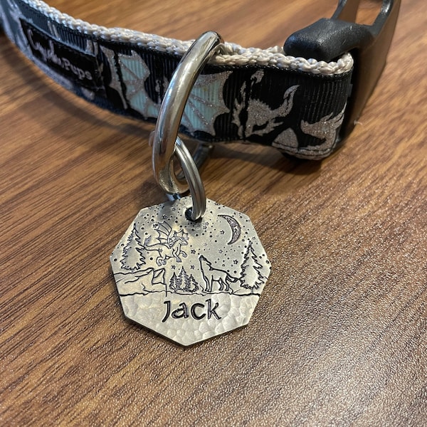 Pet ID Tag, Dog Tags for Dogs, Hand Stamped, Collar, Dog Tag, Trees ...