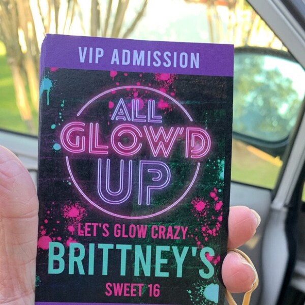 All Glow'd up Glow Party Birthday Ticket Invitation, Glow in the Dark ...