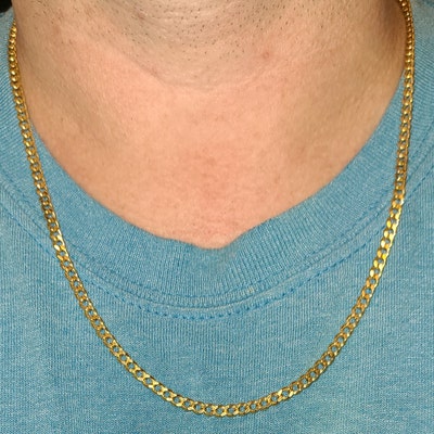 14k Solid Gold Sequin Faceted Chain, Mirrored Dainty Necklace, Thin ...