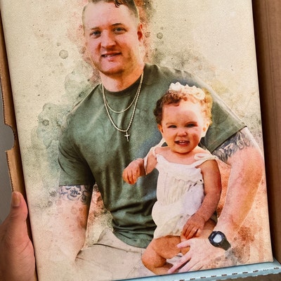 Painted Family Portrait, Loss of Father Gift for Daughter, Memorial ...
