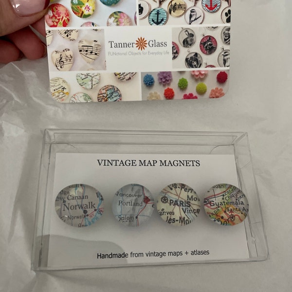 Custom Vintage Map Magnets, Set, You Pick the Locations, Map Gifts ...