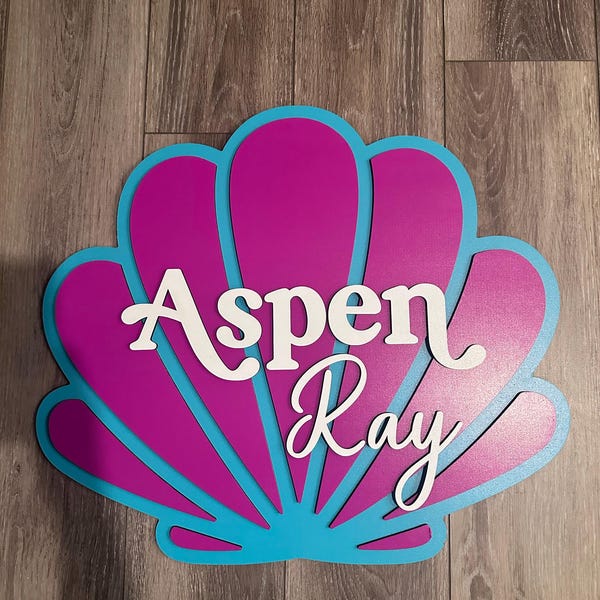 Personalized Seashell Name Sign - Under the Sea Wooden Sign - Ocean ...