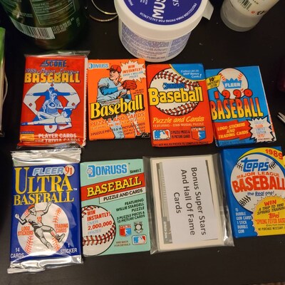 Old Baseball Cards Unopened Packs From Wax Box Vintage 100 Card Lot