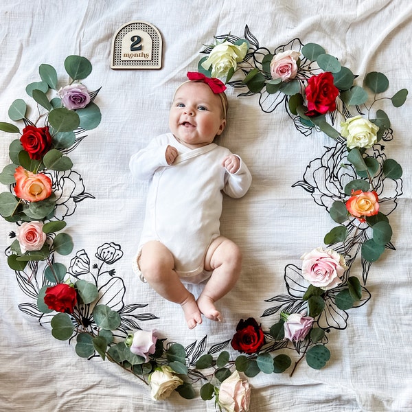 Boho Rattan Monthly Milestone | Interchangeable Monthly Milestone ...
