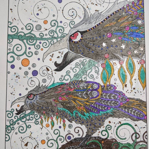 RAVENS Downloadable Printable Adult Coloring PDF Page, Ruby Charm ...
