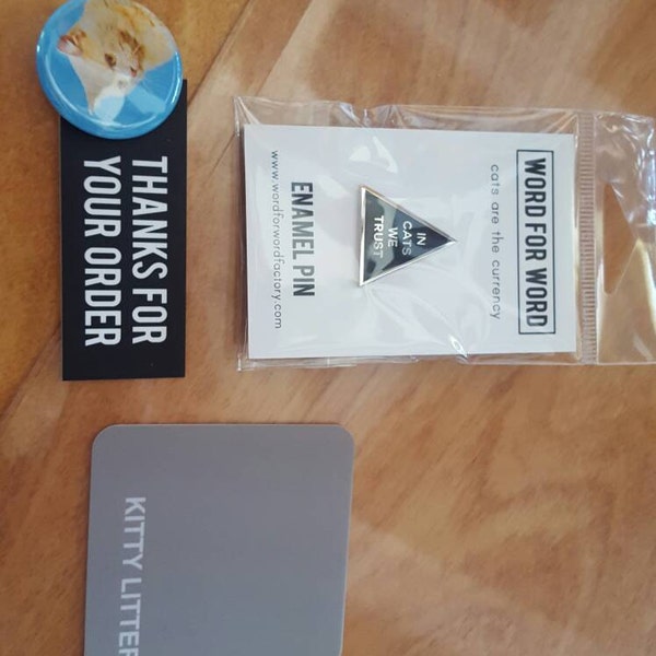 CAT PIN Enamel Lapel Pin in Cats We Trust Pin Childless Cat Lady Gift ...