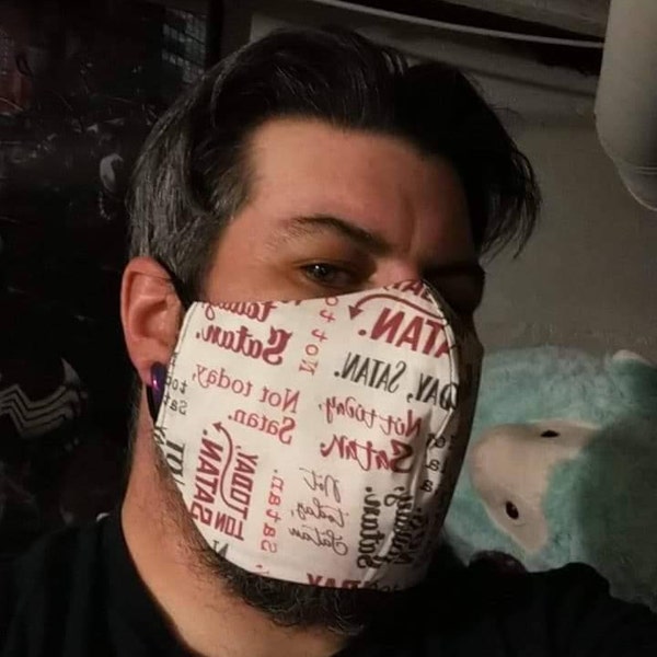 Baphomet Mask | Hail Satan Face Mask | Reversible, Reusable Cotton Face ...