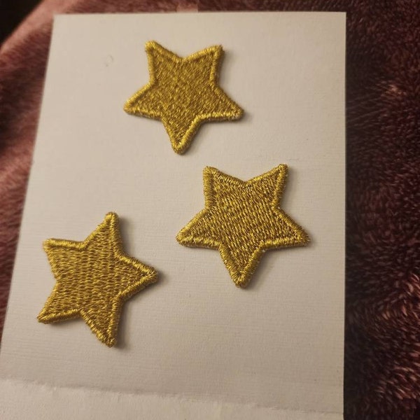 Three Cute Small Golden Stars Machine Embroidered Patchs, Set of (3 ...