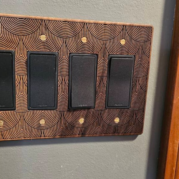 Customizable Boho Walnut Wood Light Switch Plate Cover and Wood ...