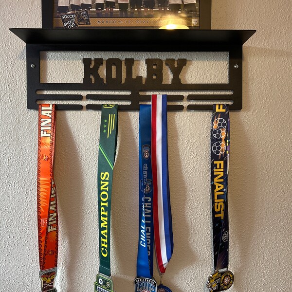 Custom Name Medal Hanger and Trophy Shelf Medal Holder Custom Text 8 ...