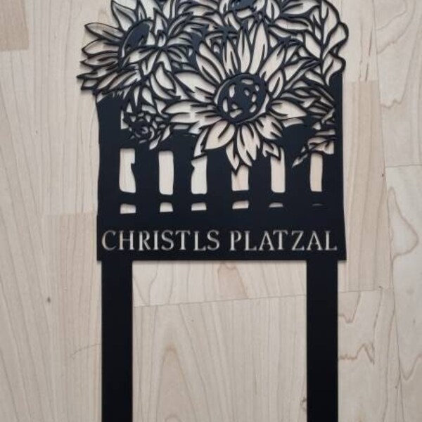 Custom Flowers Metal Garden Decor, Sign for Flower Beds, Personalized ...