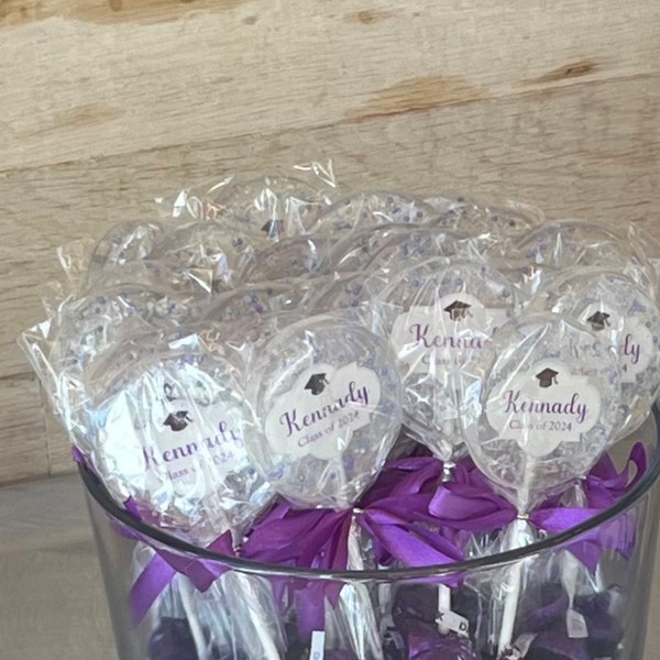 Lilac, Gold and Black Sprinkle Lollipops, Party Favors, Personalized ...