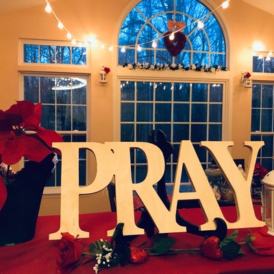 Pray Sign, Wooden Letters, Home Decor, Wooden Phrase, Shelf Sign - Etsy