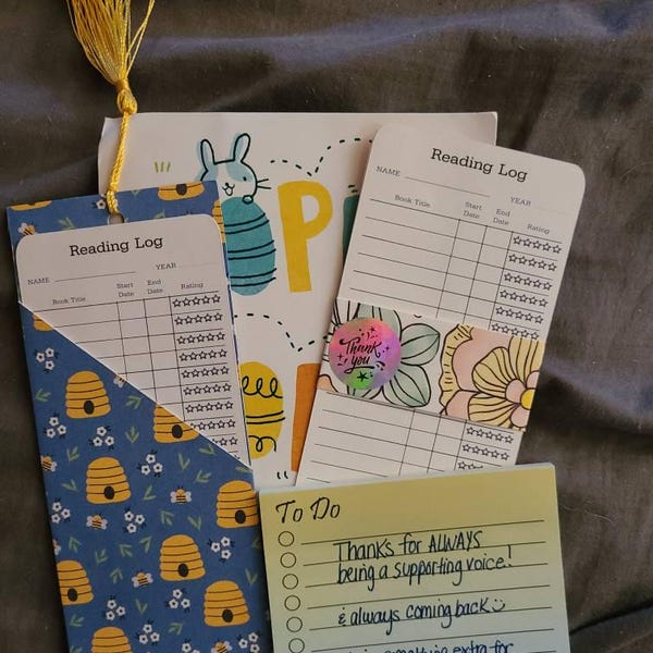 Bookmark Pouch + Reading Log & TBR Log Bookmark || Book Stack Themed ...