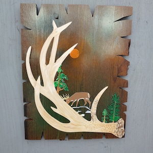 Deer Antler Scene Metal Wall Art Decor - Etsy