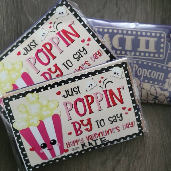 PRINTABLE Just POPPIN' BY to Say Happy Valentine's Day! Tag | Instant ...