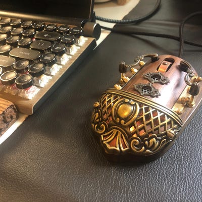 Set of Steampunk neo-victorian, Antique Look Mechanical Keyboard With ...