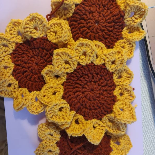 Crochet Pattern, Sunflower Coaster, Lace Multi-colour Flower Pattern - Etsy
