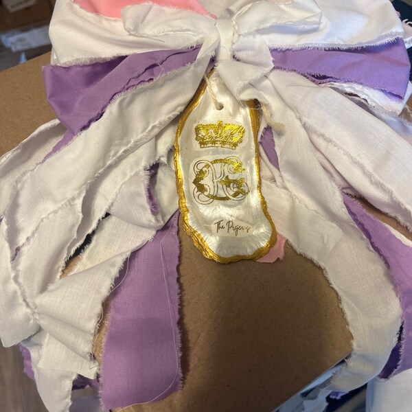 Rag Bow Pink Cotton Fabric Bow Country Cottage Wedding 9" X 18" - Etsy