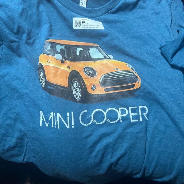Mini Cooper T-shirt, Mini Lover, Custom Car Tee, Car Illustration, Mini ...