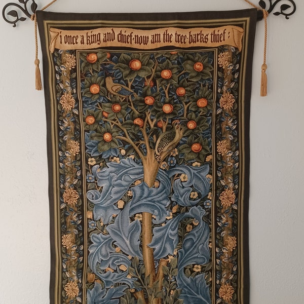 Morris Woodpecker Tapestry Orange Tree Of Life Bird William Morris