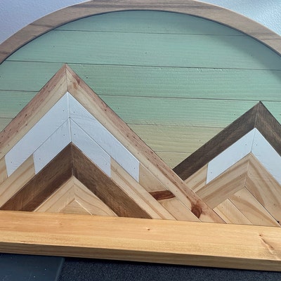 Geometric Wood Sign Wooden Wall Art Wood Mosaic Wall Art - Etsy