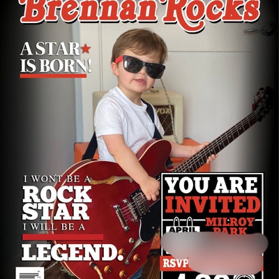 Rock Star Magazine Theme Birthday Invitation, Rockstar, Baby Shower ...