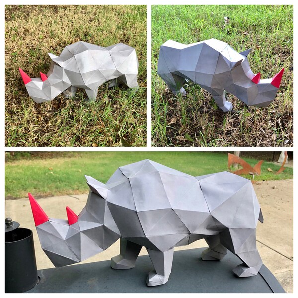 Rhino Paper Craft, Digital Template, Origami, PDF Download DIY, Low ...