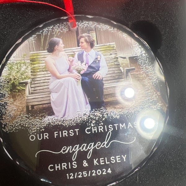 Personalized Our First Christmas Engaged Ornament Custom Photo Ornament ...