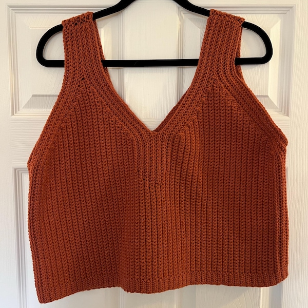 Crochet Pattern // Ribbed V Neck Faux Knit Streamline Tank Top Easy ...