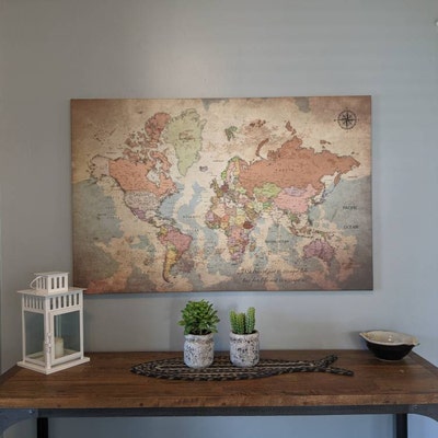 Vintage Push Pin World Map Personalized World Map Vintage Push Pin ...