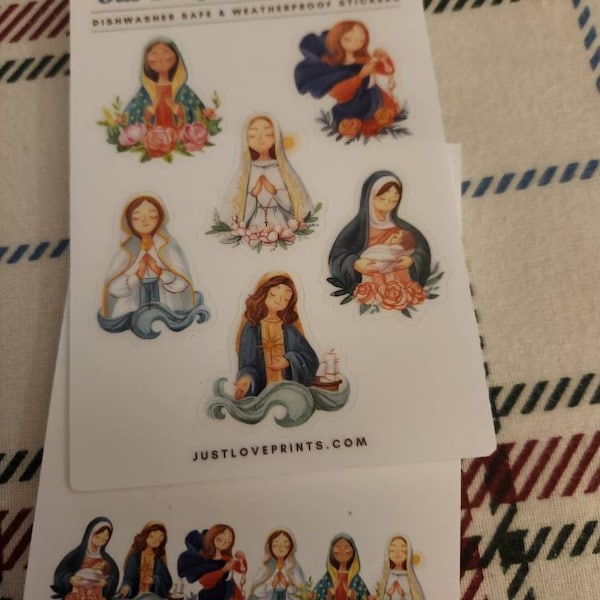 Our Lady Mini Vinyl Sticker Sheet, Catholic Stickers, Catholic Mom Gift ...