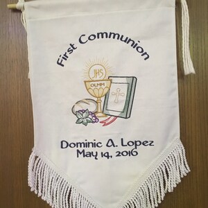 Personalized First Communion Banner With Bible, Chalice and Bread - Etsy