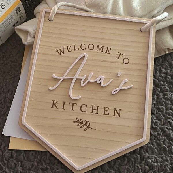 Personalised Play Kitchen Sign for Child's Playroom, Laser Engraved ...