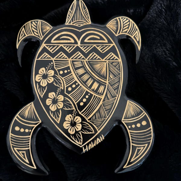 Gorgeous Solid Wood Plaque - Polynesian / Micronesian Hand Carved Sea ...