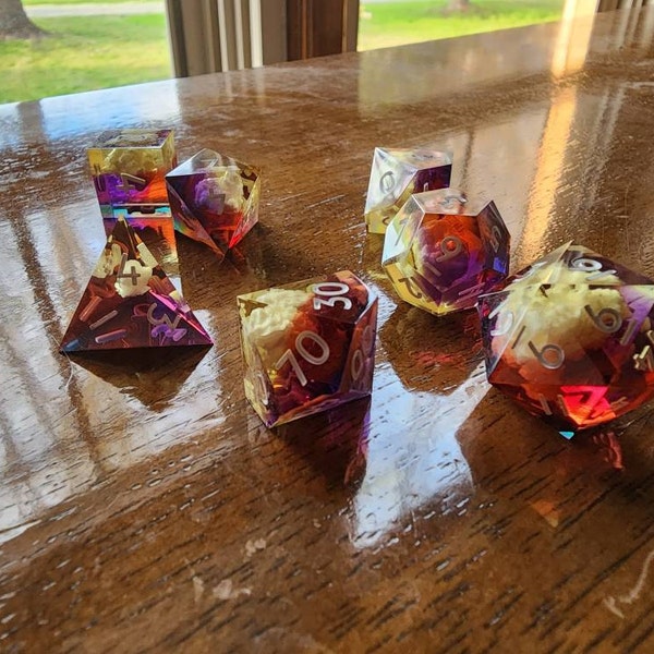 Sunrise Sonata - Gradient Cloud Dice, Handmade Resin Sharp Edge Dnd ...