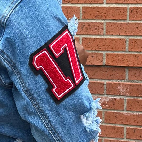 3.5" Chenille Varsity Letterman Patch / Number 17 Patch / In-stock ...